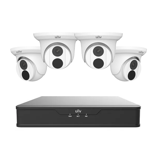 UNV 4 x 4MP Turret IP Camera + 4-Channel 4K NVR + 1TB HDD Complete ...