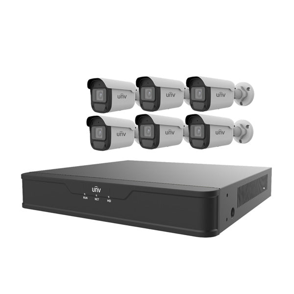UNV 6 x 4MP Bullet IP Camera + 8-Channel 4K NVR + 2TB HDD Complete Video Surveillance Kit (EK ...