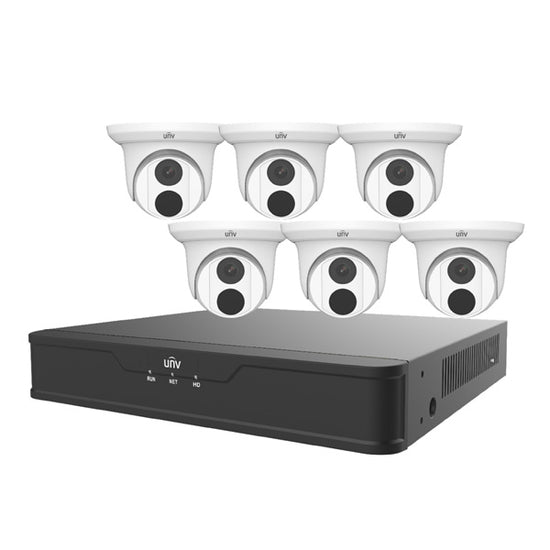 UNV 6 x 4MP Turret IP Camera + 8-Channel 4K NVR + 2TB HDD Video ...